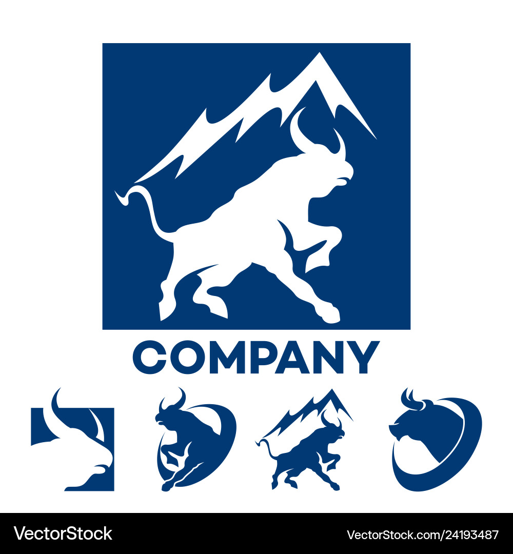 Blue bull logo Royalty Free Vector Image - VectorStock