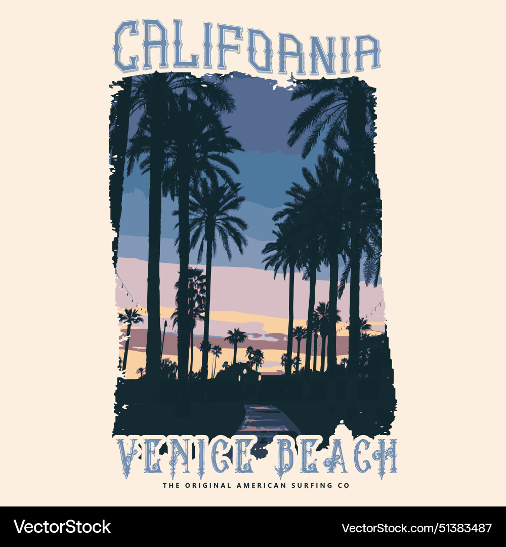 California designprint t-shirt graphics design Vector Image