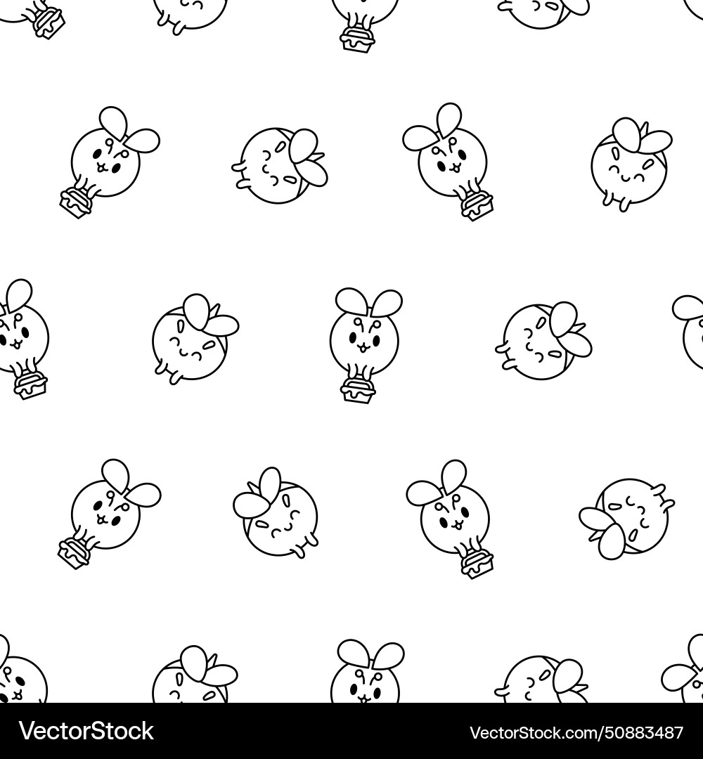 Cartoon cute bee seamless pattern coloring page Vector Image