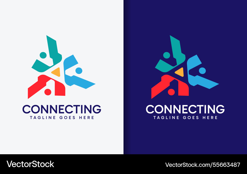 Connecting people group logo design abstract Vector Image