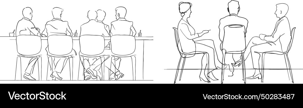 Continuous line drawing of office workers Vector Image