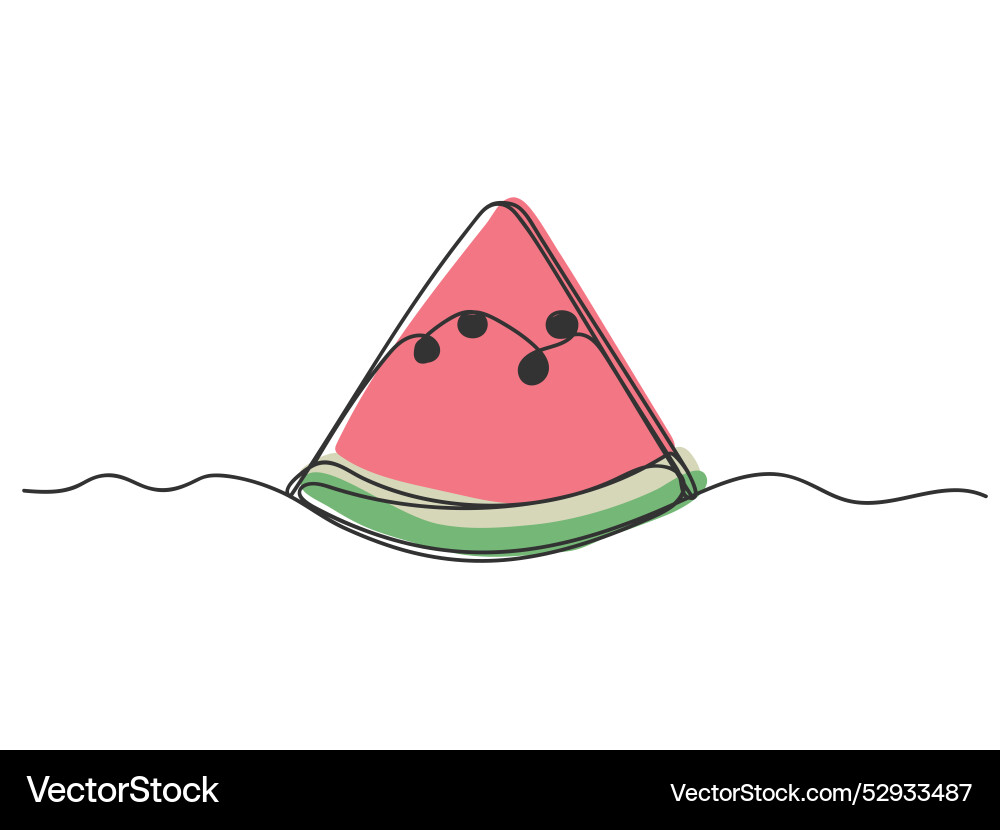 Continuous one line drawing watermelon symbol Vector Image