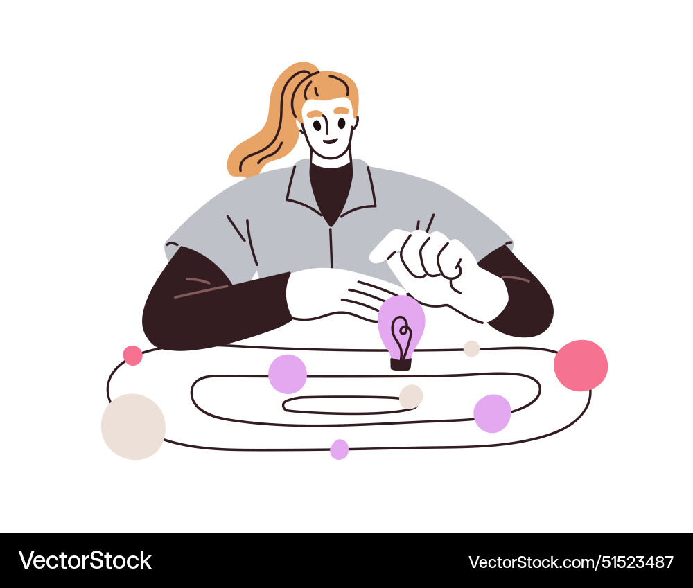 Creating ideas process creative woman solving Vector Image