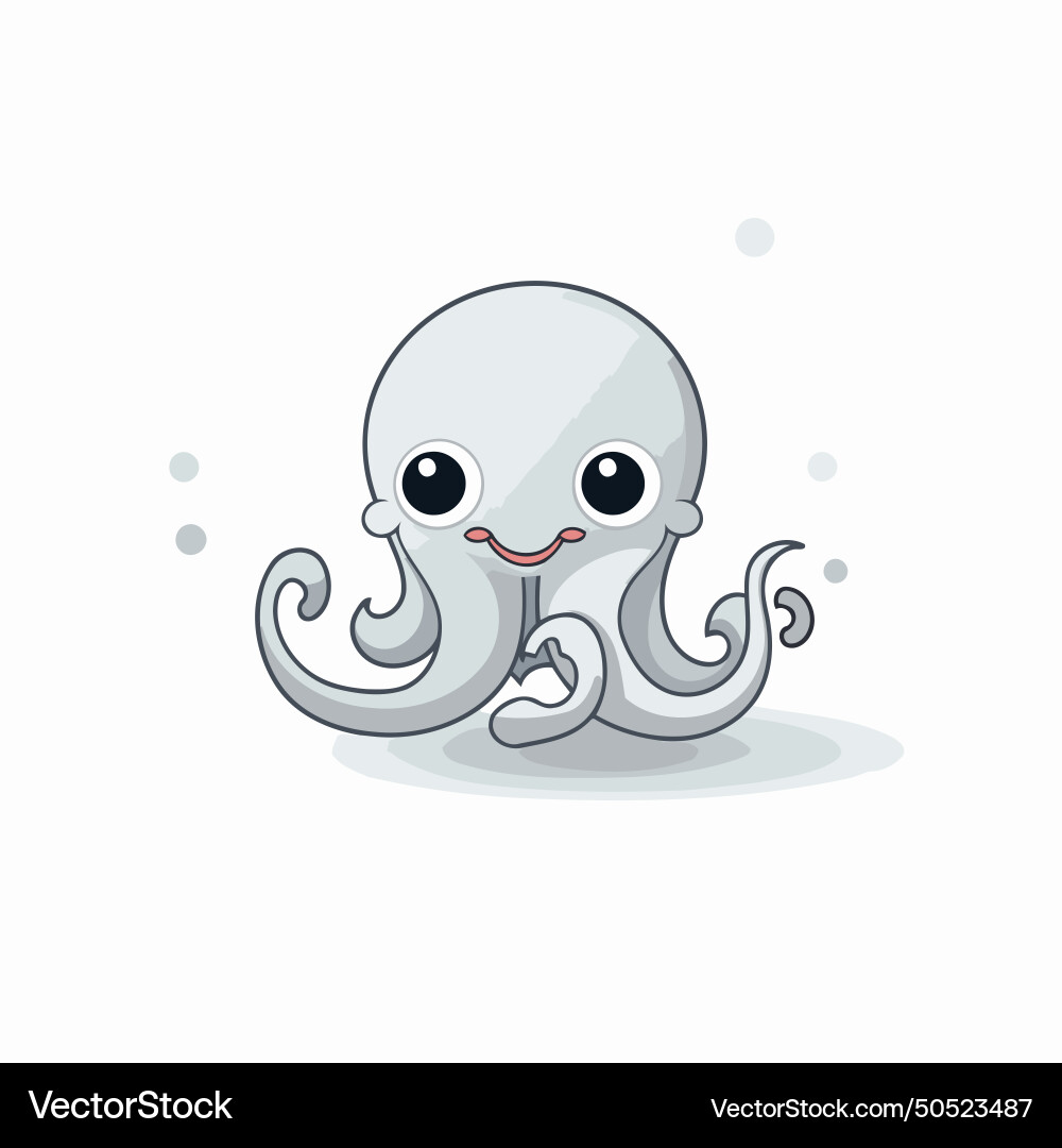 Cute cartoon octopus isolated on white background Vector Image