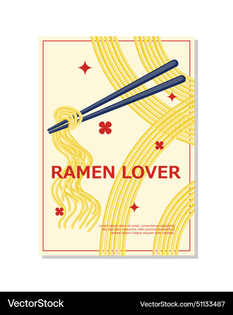 Flat design ramen poster template Royalty Free Vector Image