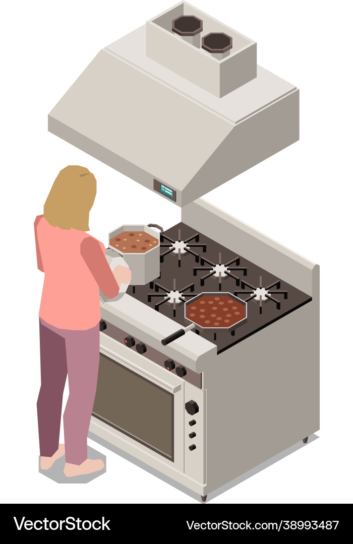 Kitchen range cooking composition Royalty Free Vector Image