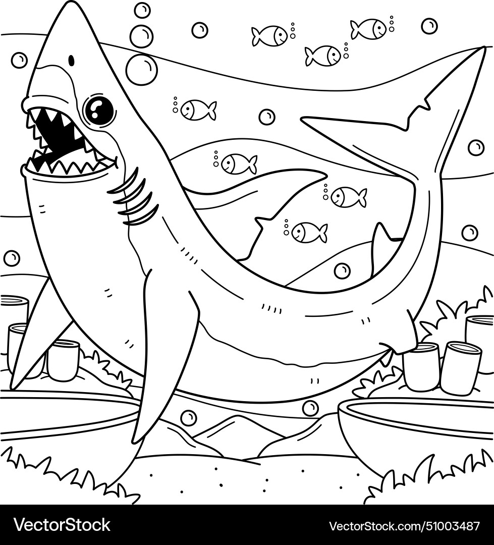 Mako shark coloring page for kids Royalty Free Vector Image