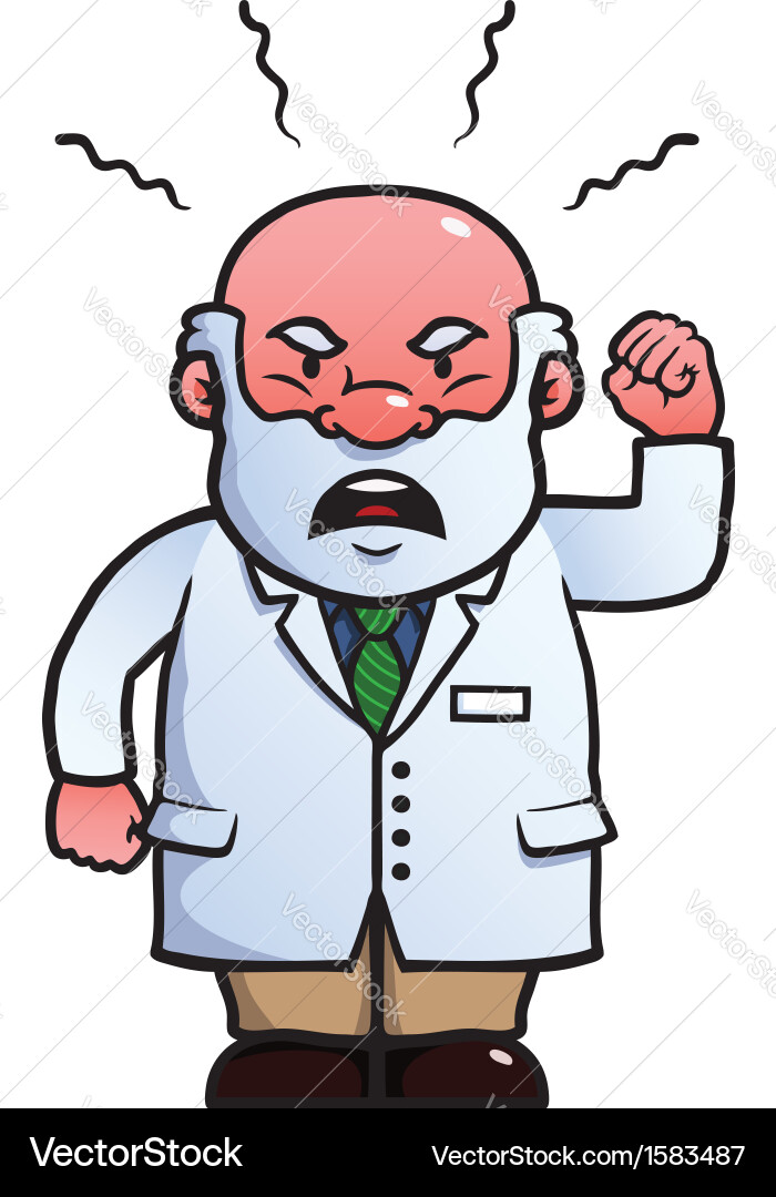 Scientist being angry Royalty Free Vector Image