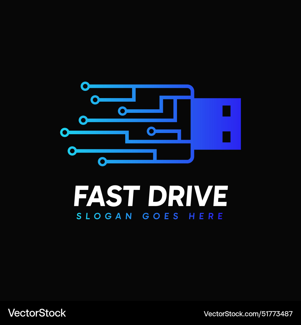 Usb fast drive logo design tech symbol icon Vector Image