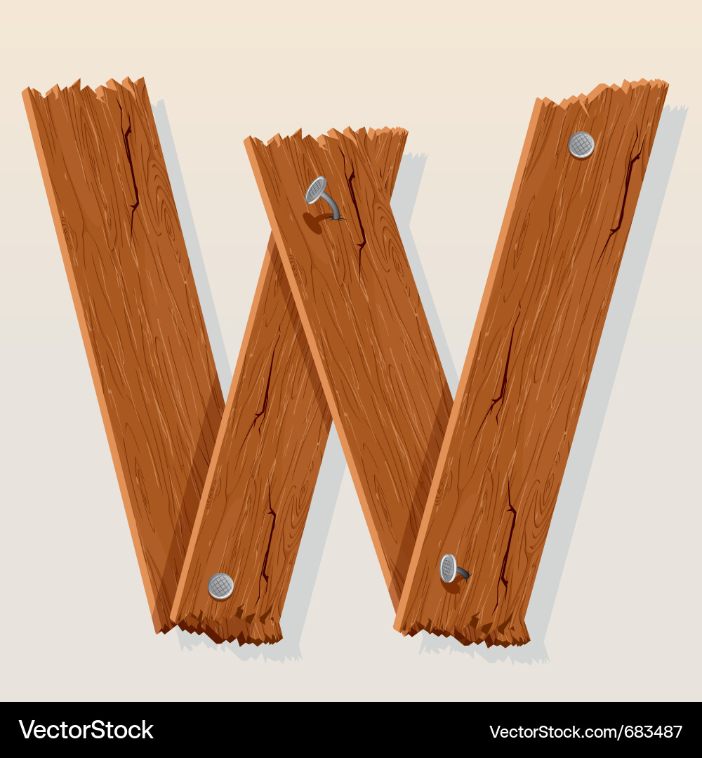 Wooden letter w Royalty Free Vector Image - VectorStock