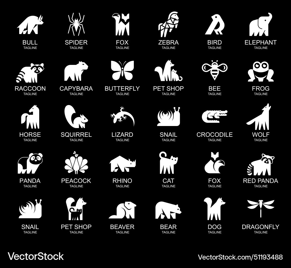 Animals logos collection Royalty Free Vector Image