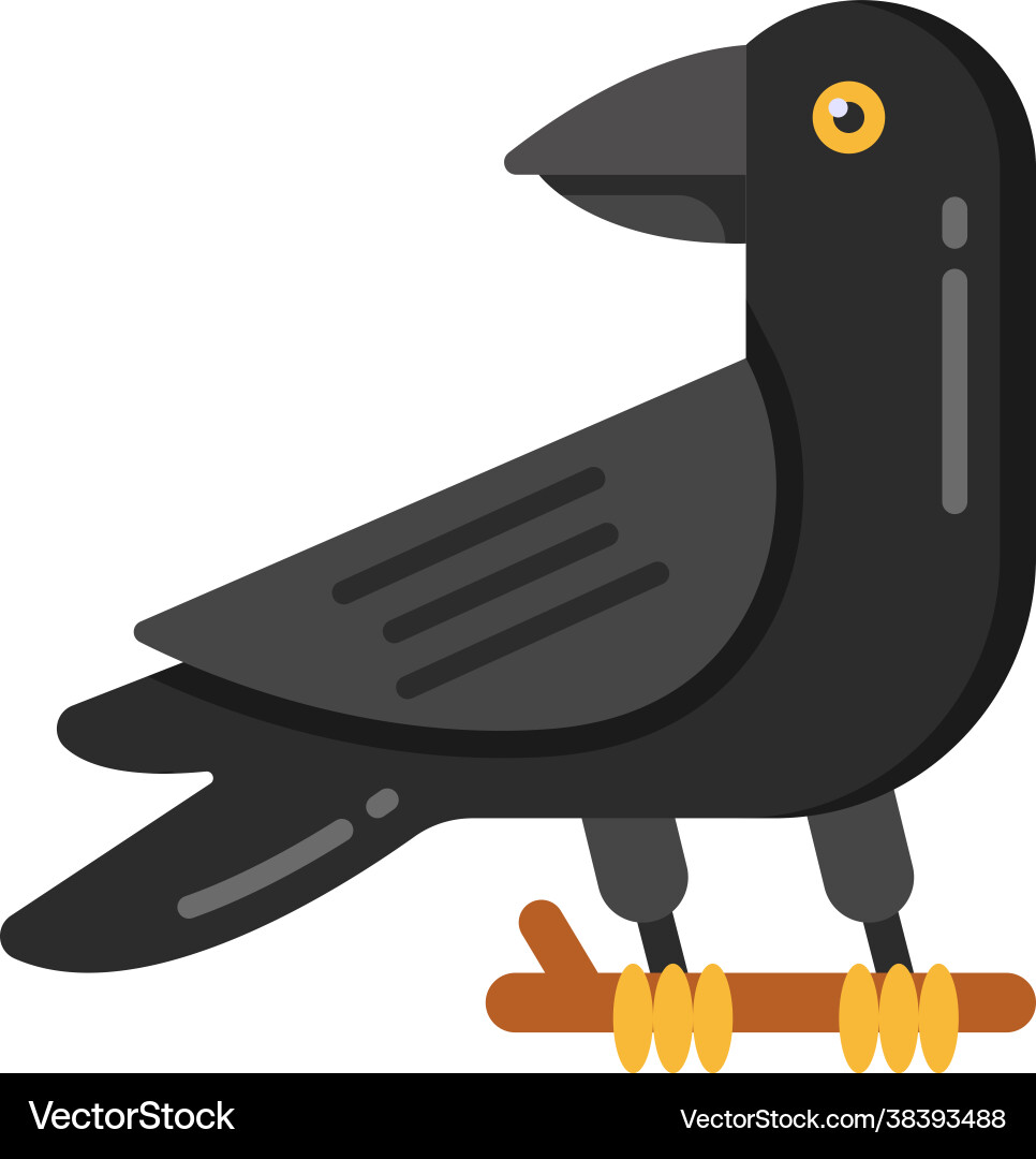 Black Crow Icon - Flat Style Royalty Free Vector Image