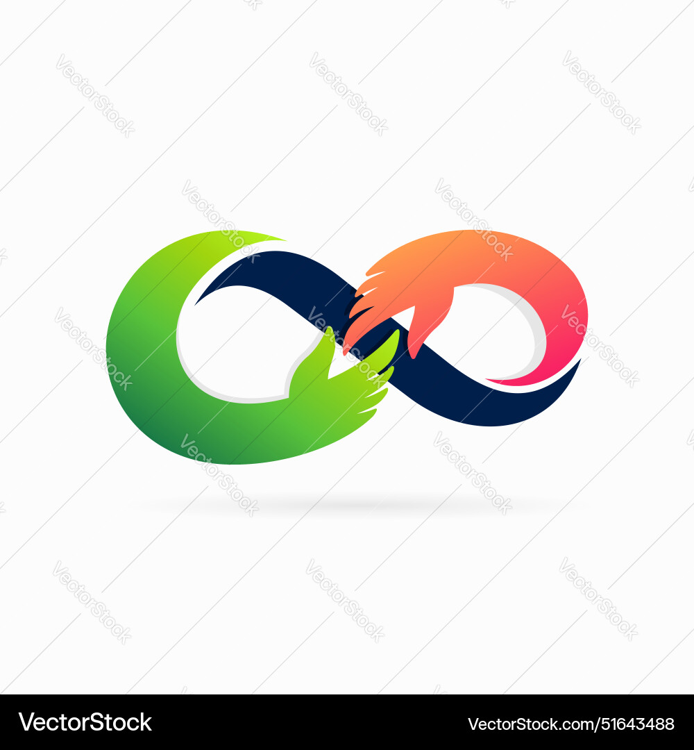 Charity hand with infinity shapes combination Vector Image