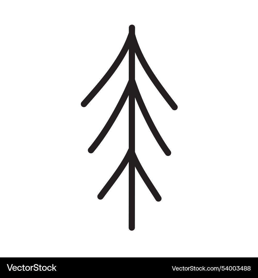 Doodle pine tree in line art isolated Royalty Free Vector