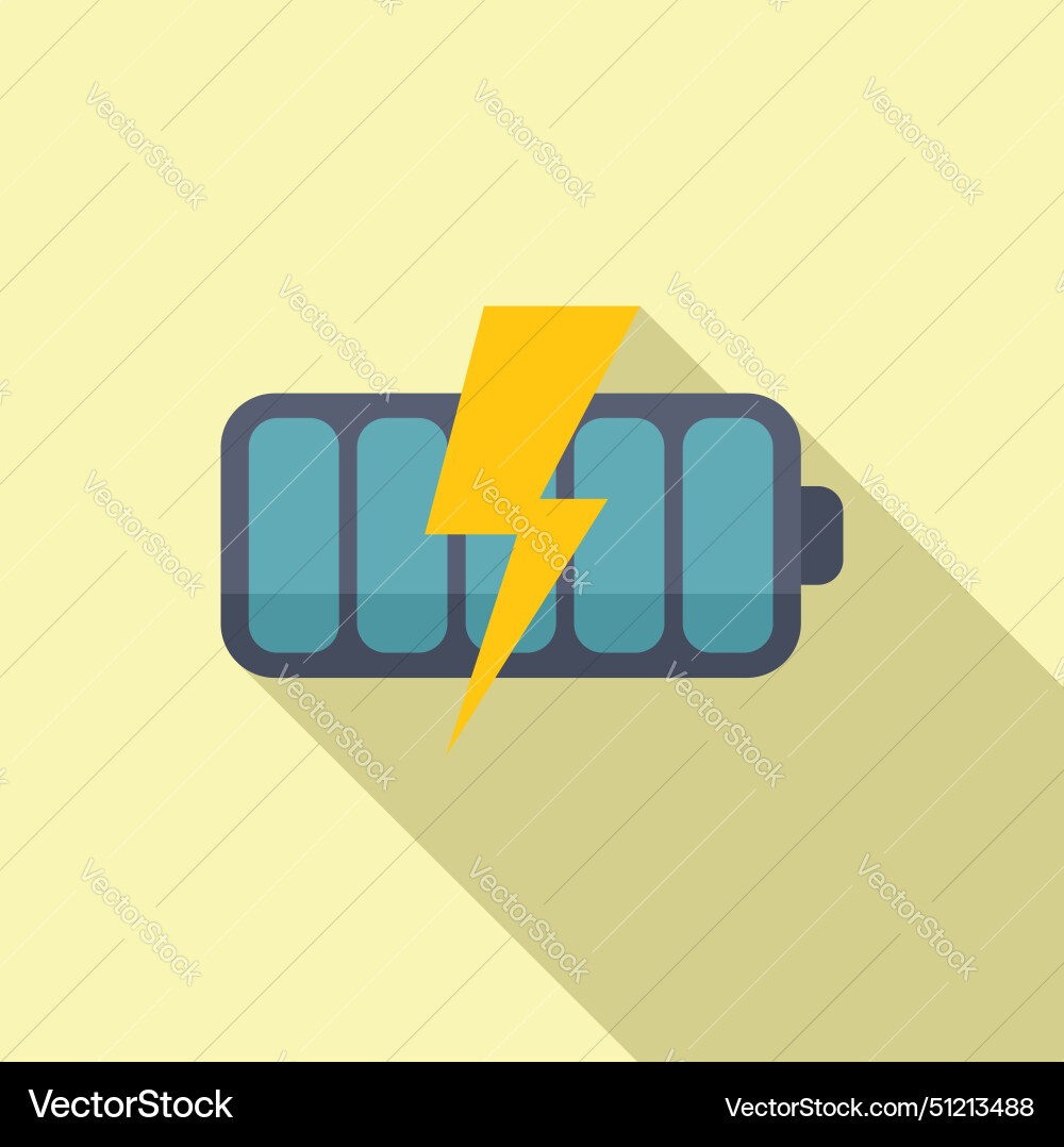 Full charging battery progress icon flat Vector Image