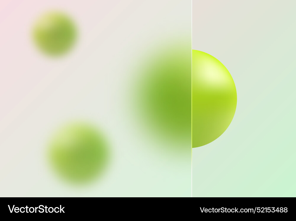 Glass partition with floating green spheres Vector Image