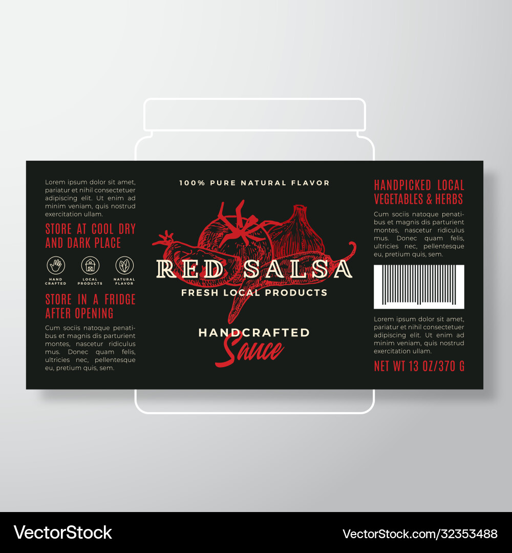 Handcrafted vegetables salsa sauce label template Vector Image