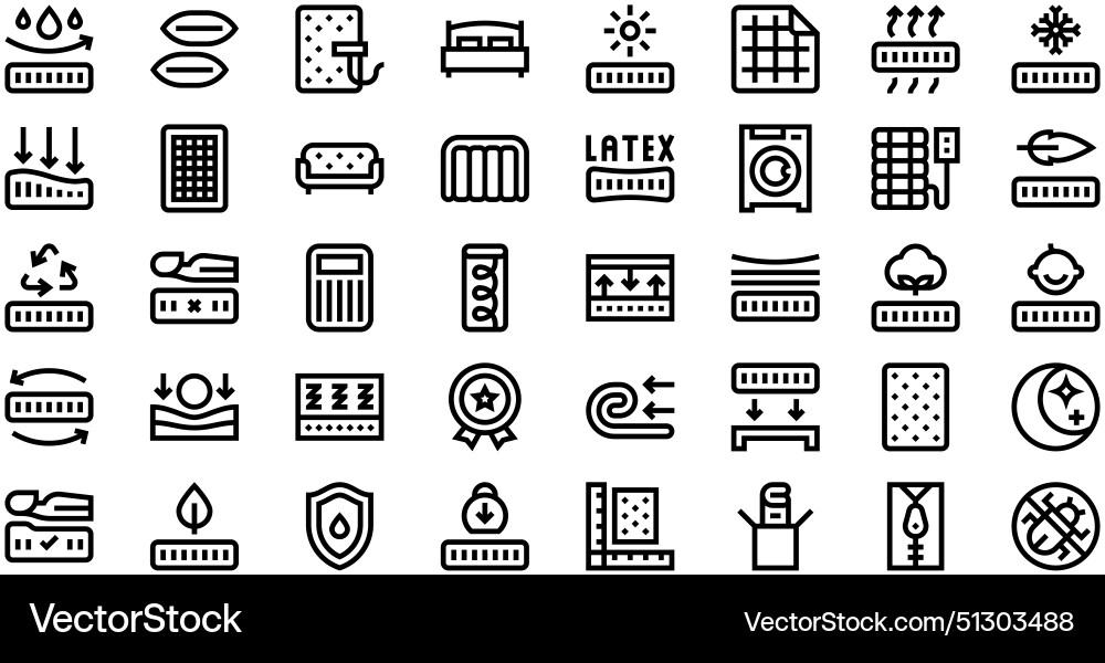 Mattress icons collection Royalty Free Vector Image