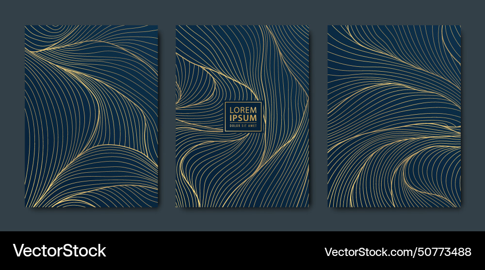 Set of art deco wave patterns organic line Vector Image