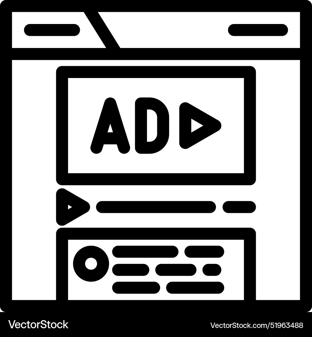 Sponsored content line icon Royalty Free Vector Image