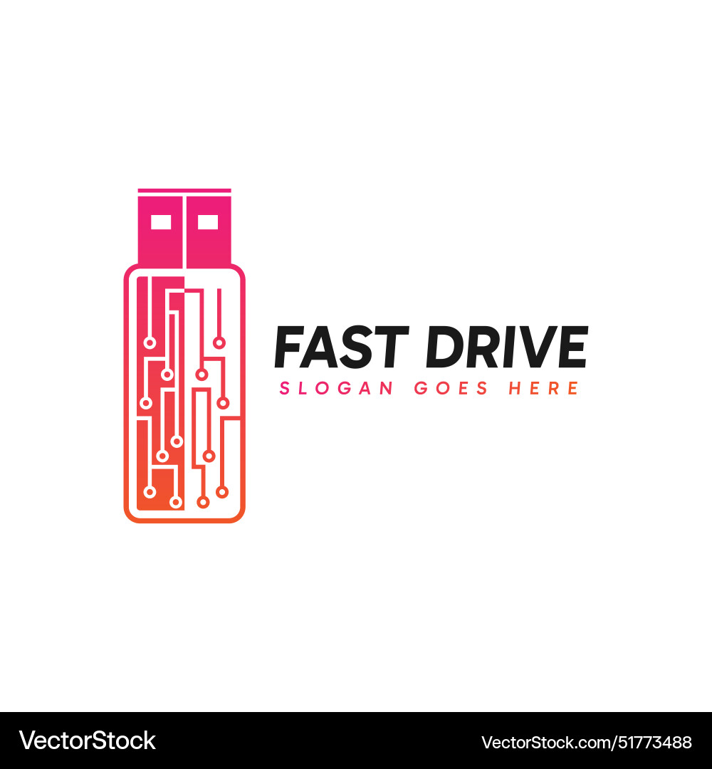 Usb fast drive logo design tech symbol icon Vector Image