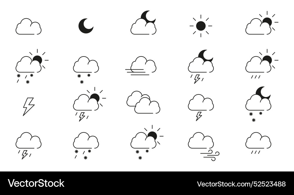 Weather icons collection featuring various Vector Image