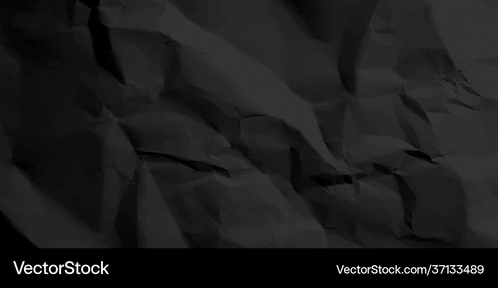 Black crumpled paper texture pattern rough grunge Vector Image