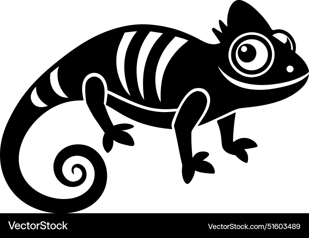 Chameleon silhouette minimalist black cham Vector Image