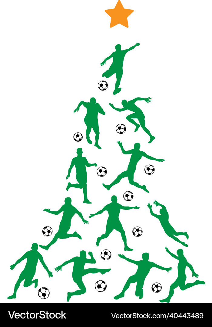 Christmas Soccer Tree Silhouette Royalty Free Vector Image