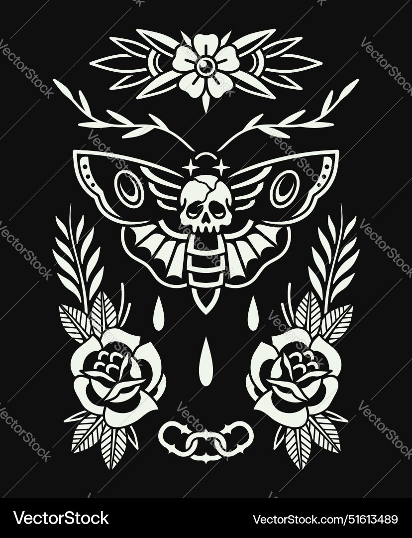 Death moth and flower Royalty Free Vector Image