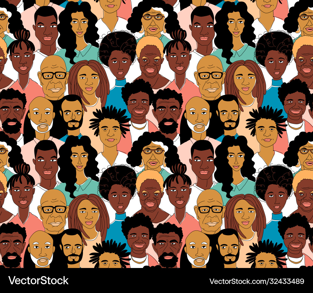 Diverse Head Portraits - Line Art Royalty Free Vector Image