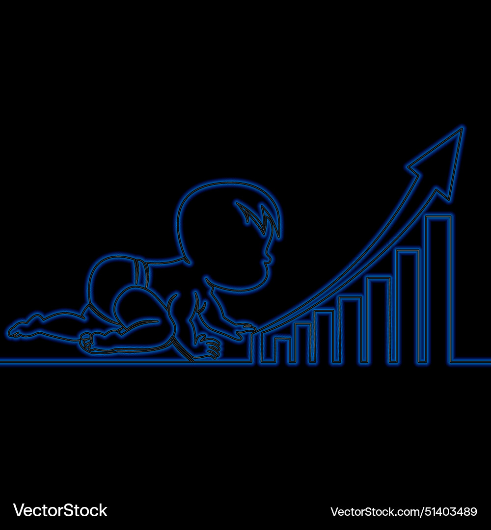 Fertility rate growth neon glow concept Royalty Free Vector