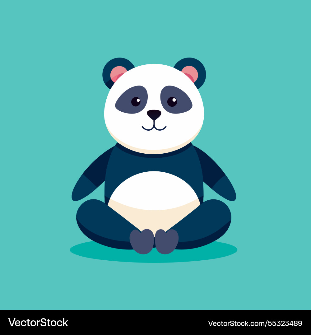 Flat panda meditation yoga happy face Royalty Free Vector