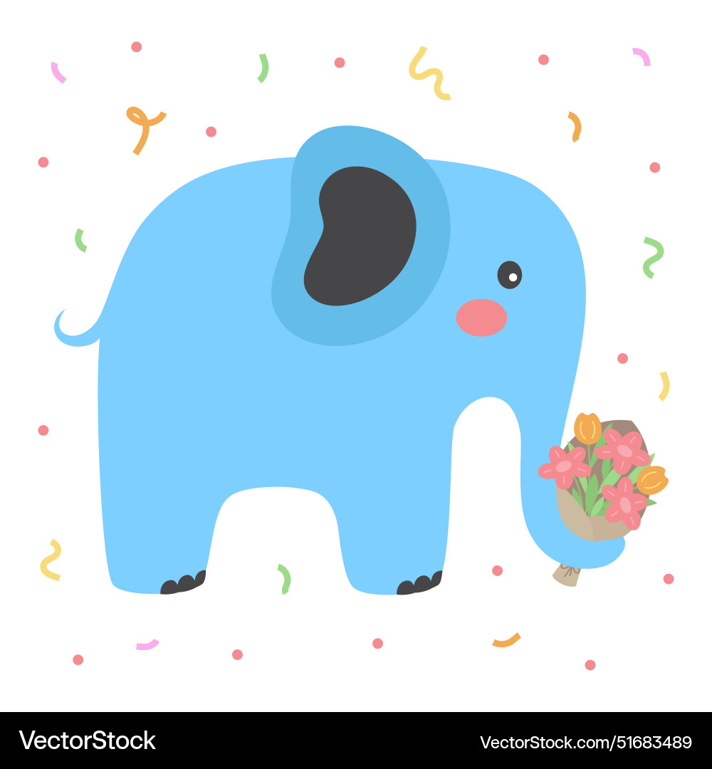 Greeting card with elephant Royalty Free Vector Image