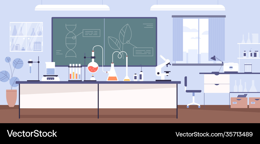 Inside modern scientific chemical laboratory Vector Image