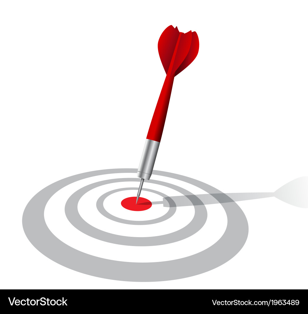 Realistic darts target with shadow Royalty Free Vector Image