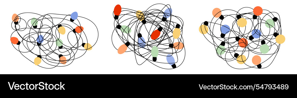 Set of tangled christmas lights Royalty Free Vector Image