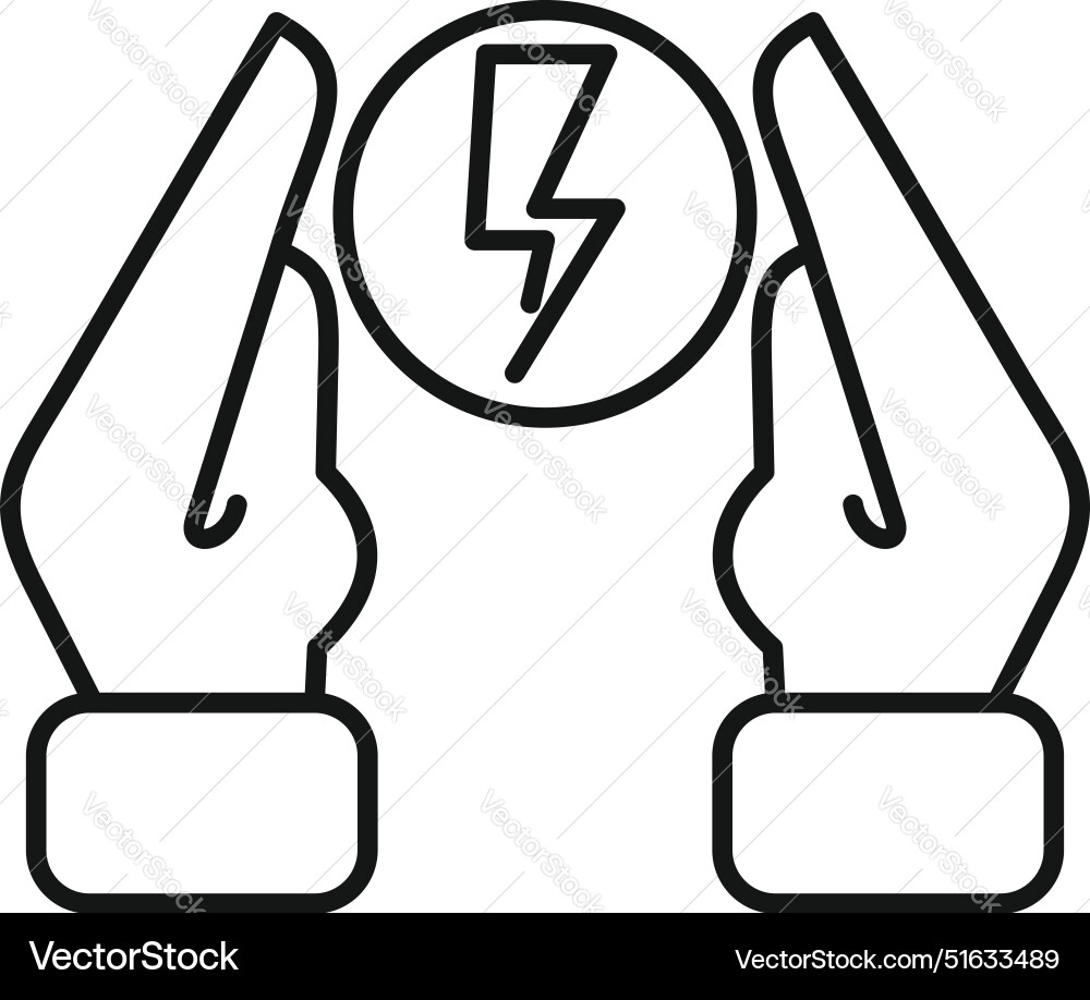 Two hands protecting energy symbol with lightning Vector Image