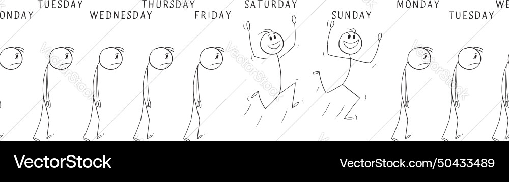 Working days and weekend off cartoon stick Vector Image