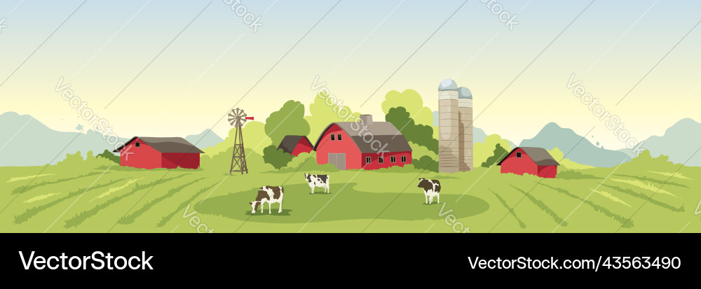 Abstract rural landscape with farm house Vector Image