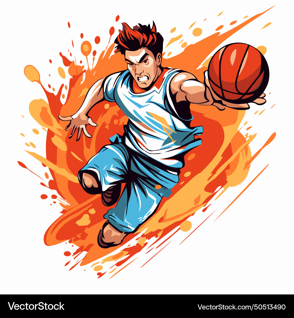 Basketball player with ball Royalty Free Vector Image