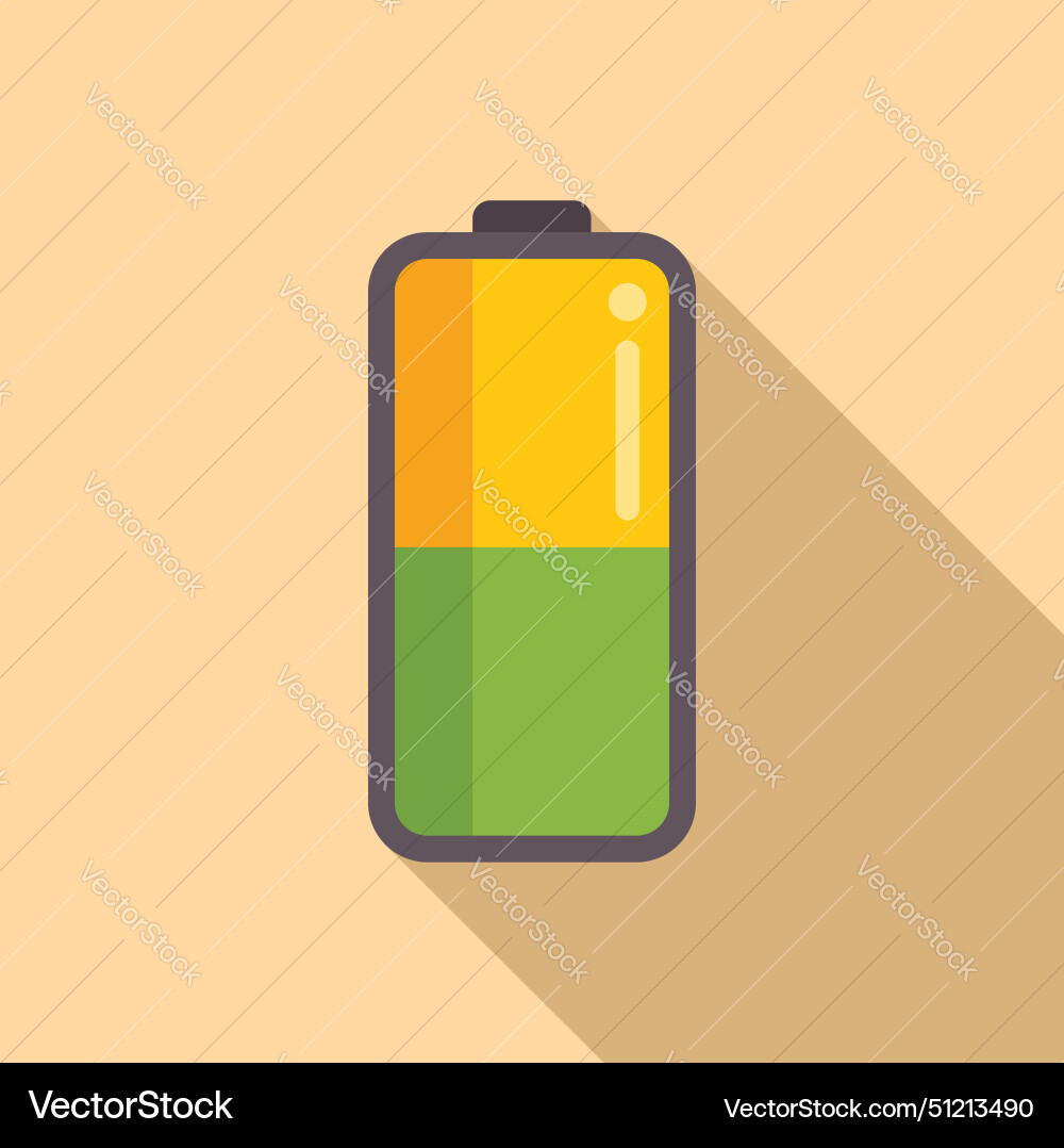 Half status battery icon flat cell Royalty Free Vector Image