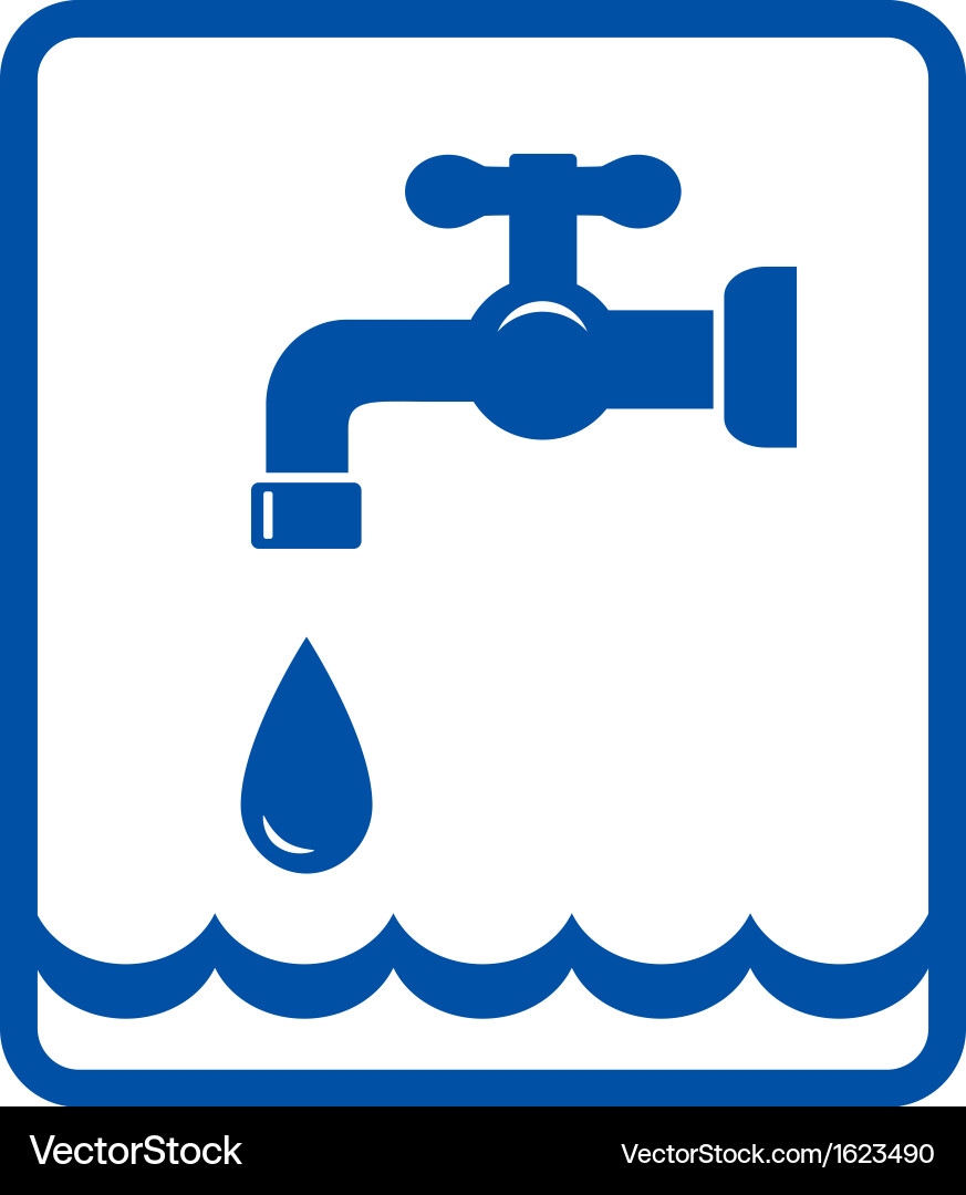 Icon with tap and water wave Royalty Free Vector Image