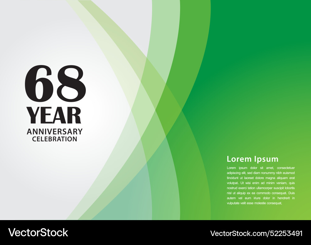 68 year anniversary celebration logotype on green Vector Image