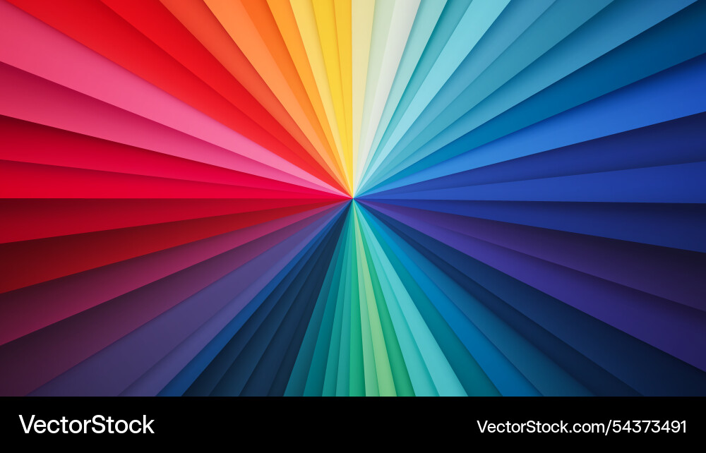 Colorful circular burst pattern rainbow paper fold