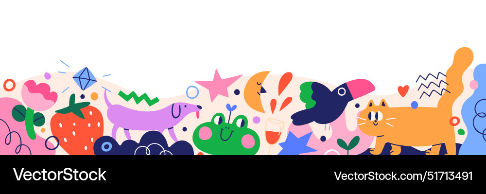 Cute border kids decoration funny abstract Vector Image