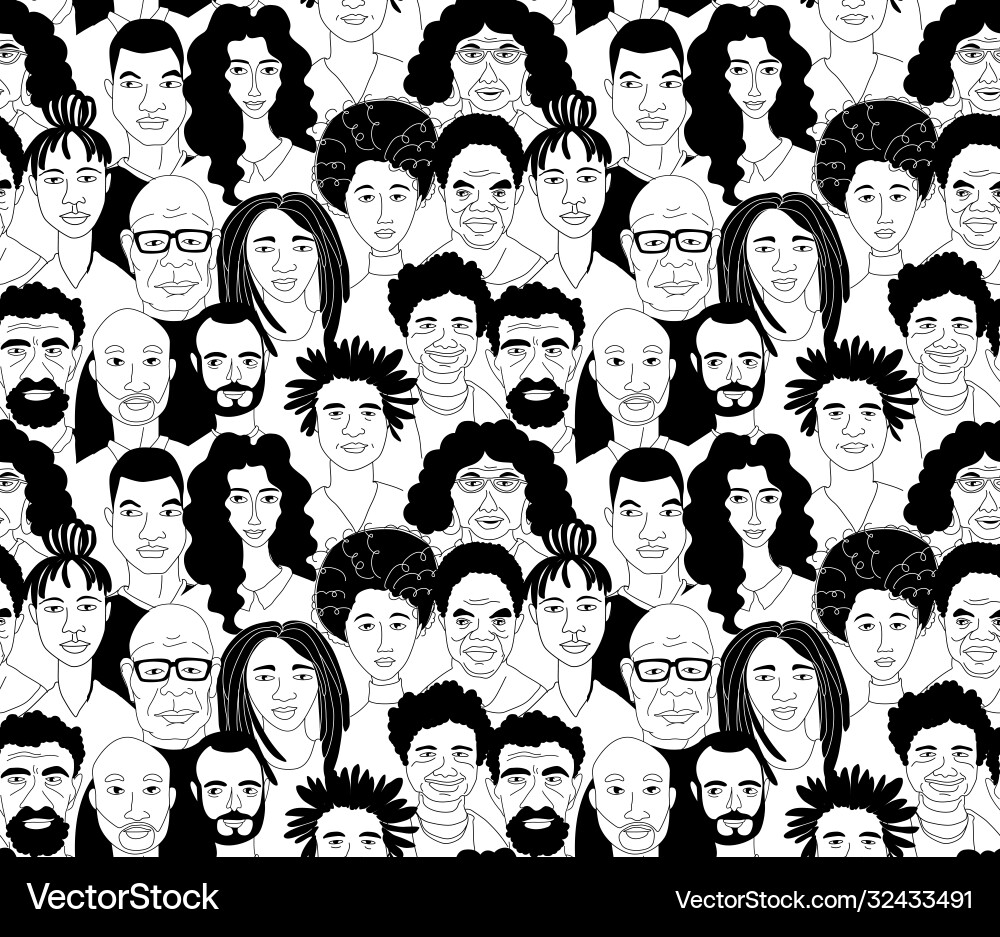 Diverse Head Portraits - Line Art Royalty Free Vector Image