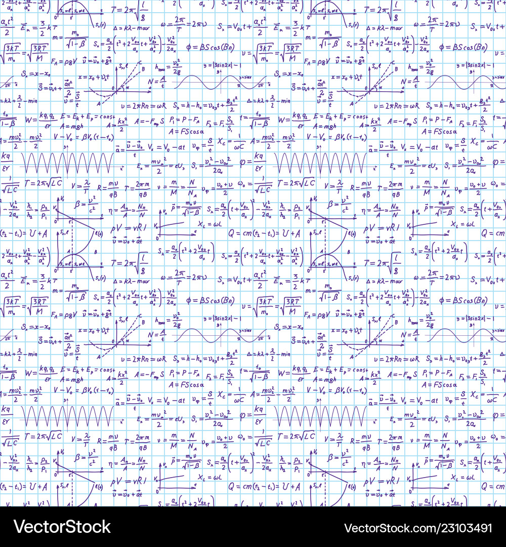 Hand-drawn complicated scientific formulas Vector Image