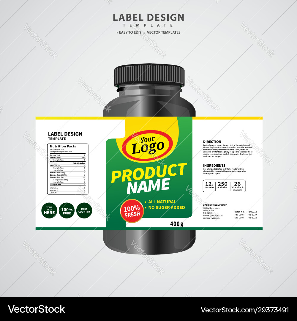 Label and packaging template design Royalty Free Vector