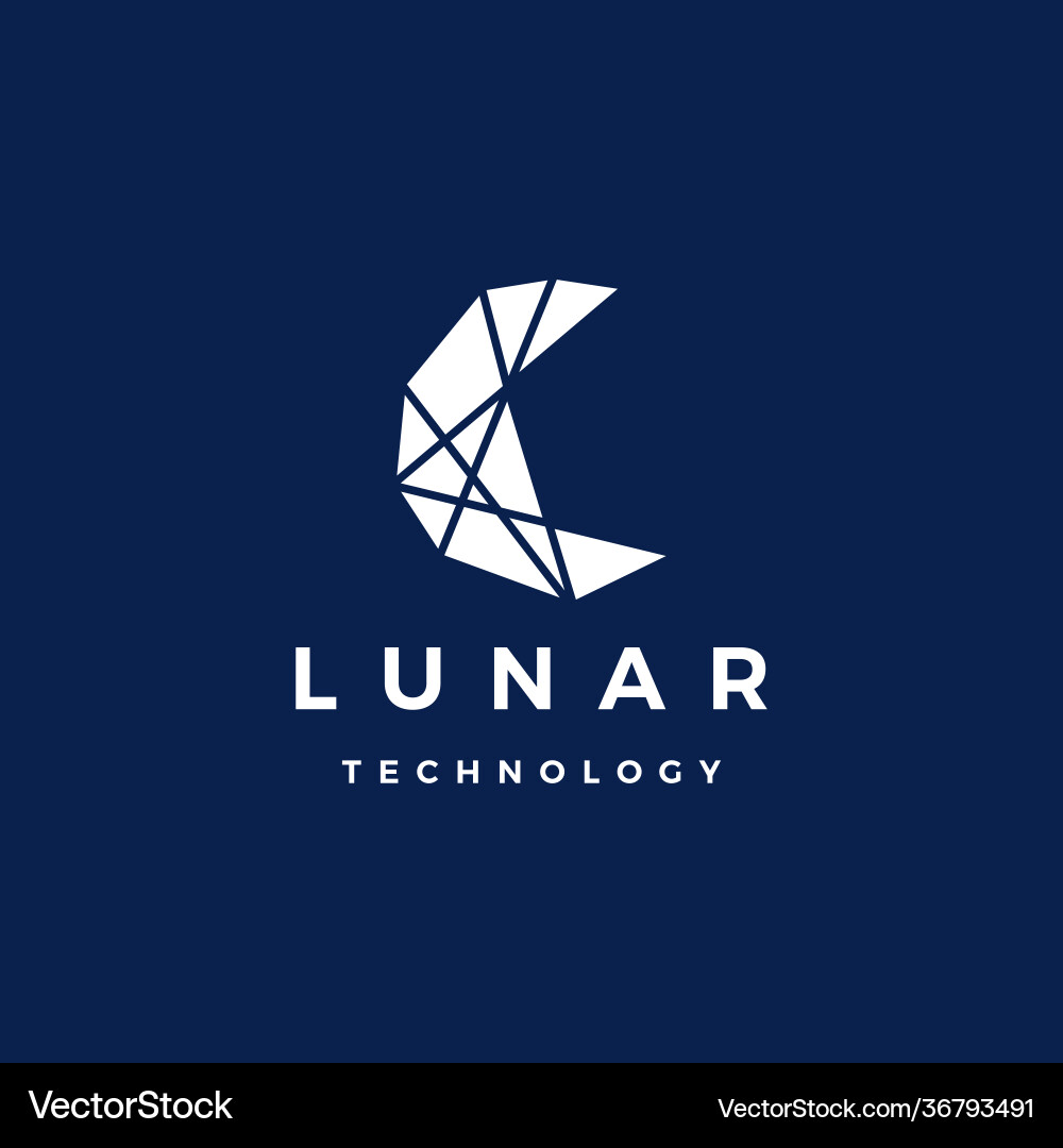 Lunar moon technology geometric polygonal logo Vector Image